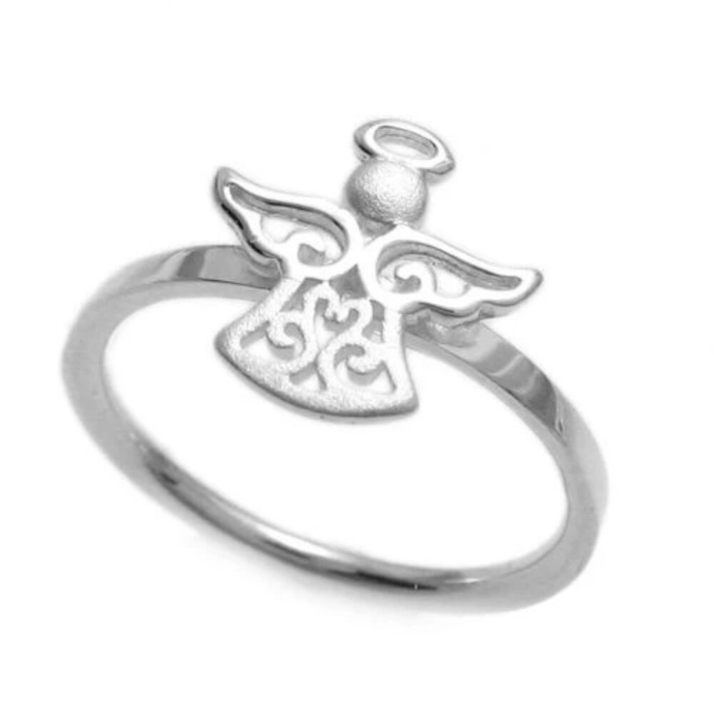 Adorable Little Filigree Angel With Halo Ring In Ster… - Gem